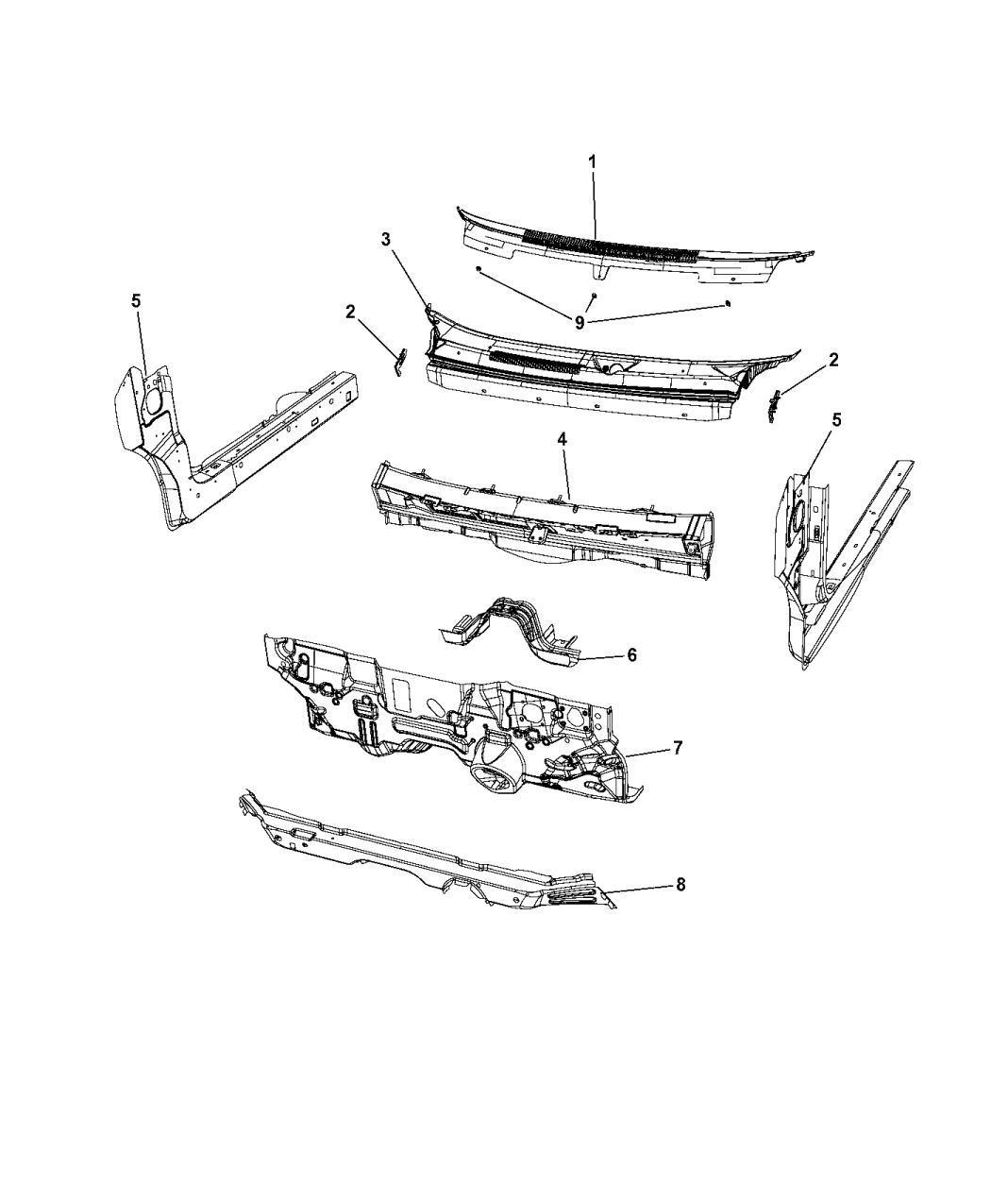2016 Dodge Journey Cowl, Dash Panel & Related Parts