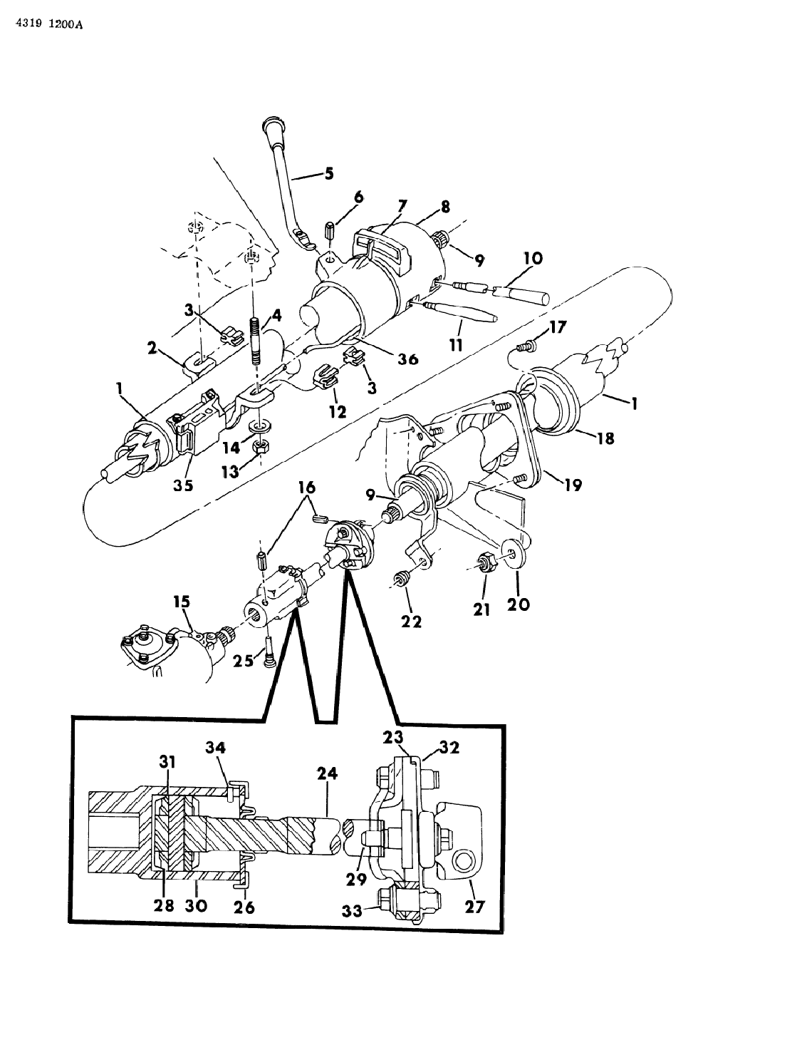 1984 Dodge D150 Column, Steering, Tilt Upper & Lower