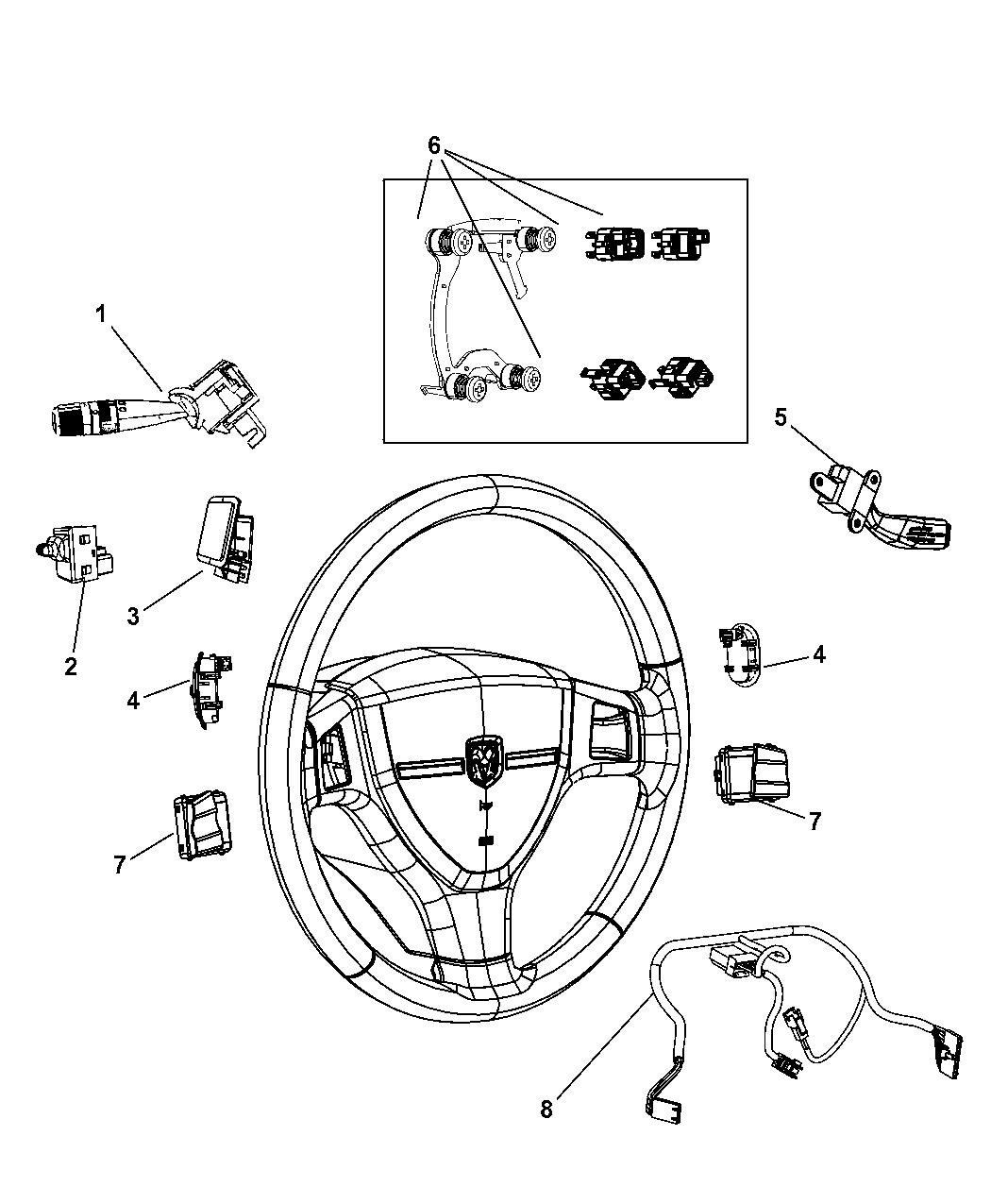 2009 Dodge Ram 1500 Switches - Steering Column & Wheel