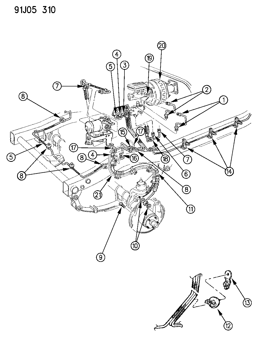 1993 Jeep Wrangler Lines & Hoses, Brake Front - Mopar Parts Giant