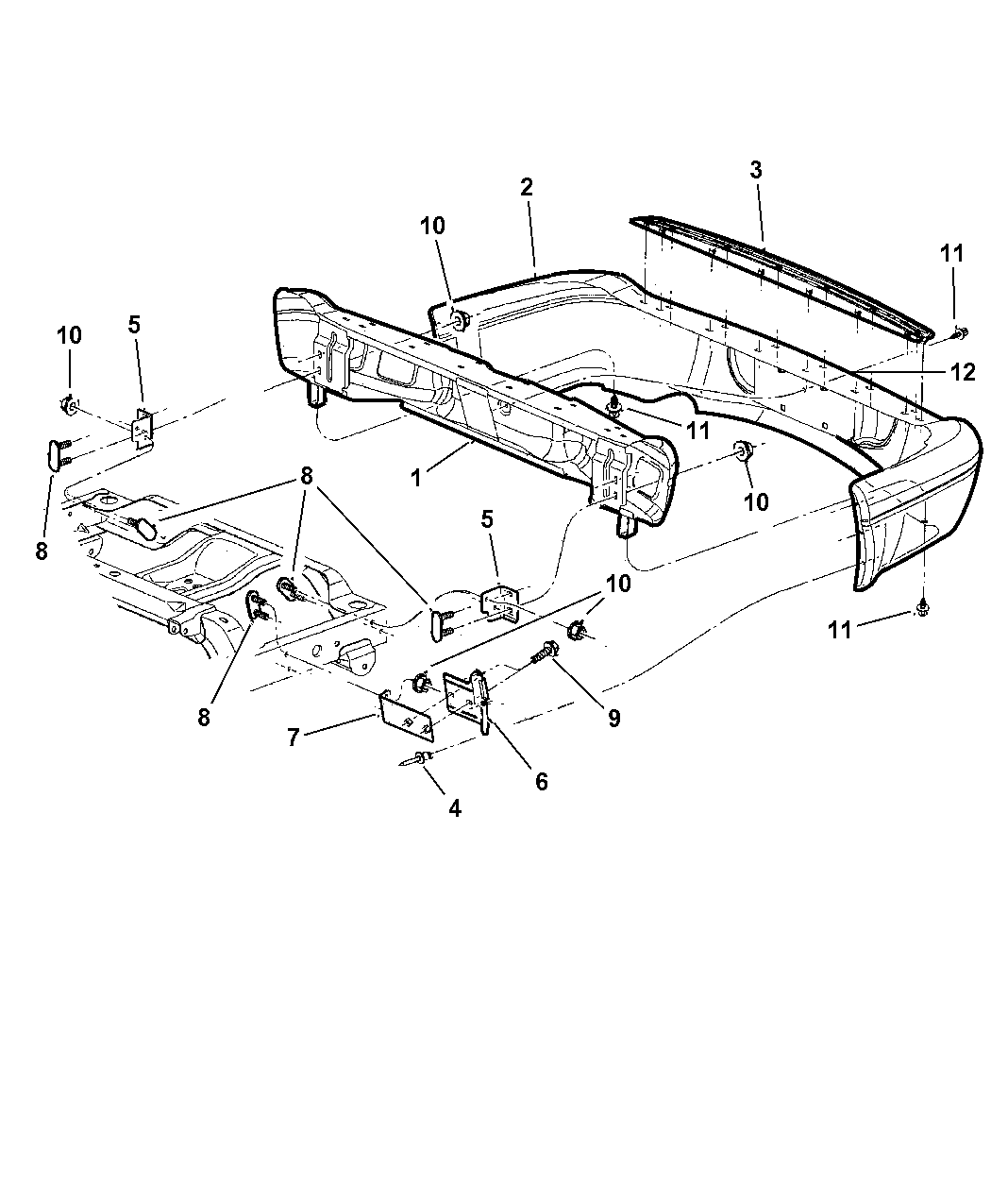 2003 Dodge Durango Bumper, Rear - Mopar Parts Giant