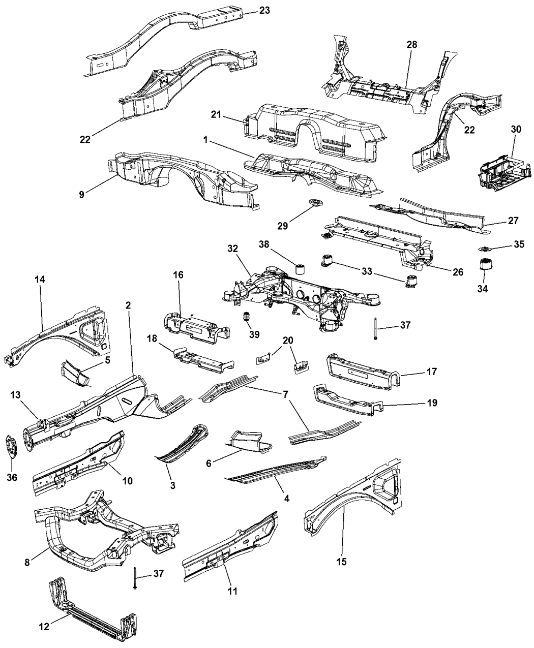 2017 Dodge Challenger Frame - Mopar Parts Giant