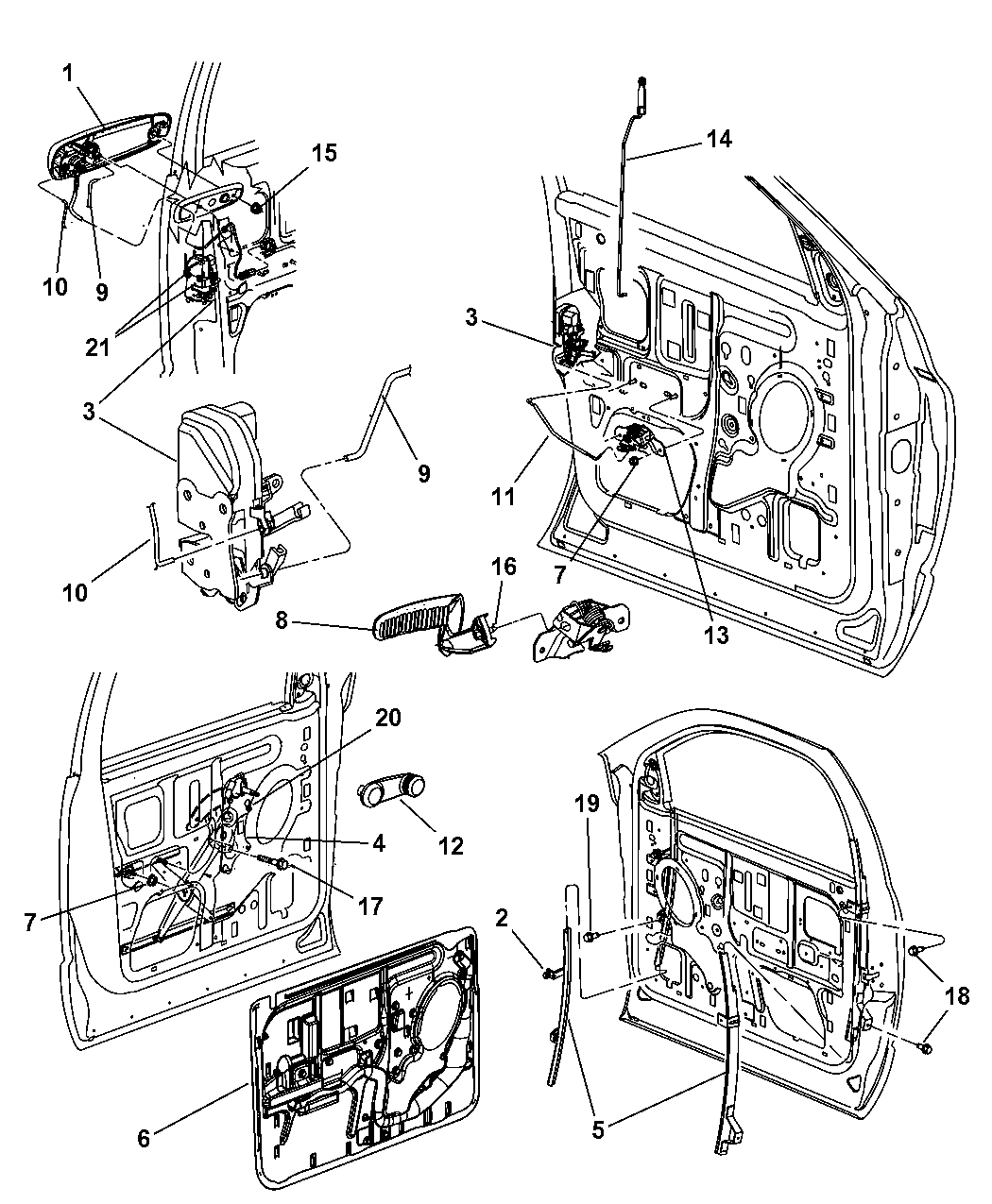 2008 Dodge Ram 2500 Front Door, Hardware Components