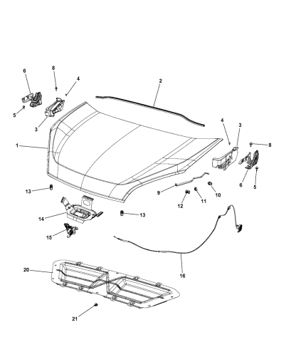 68112784AA - Genuine Mopar Clip-Hood Prop Rod