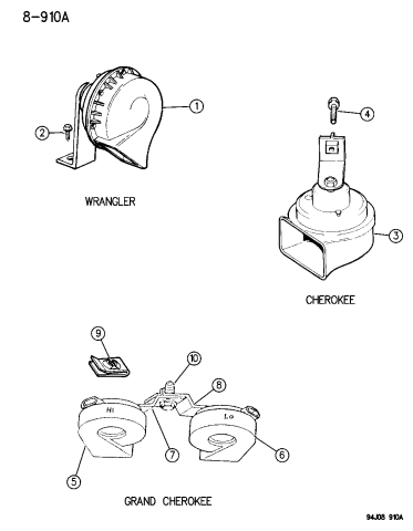 Horns - 1994 Jeep Wrangler