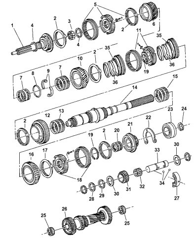 Gear Train of Manual Transmission - 2003 Dodge Dakota