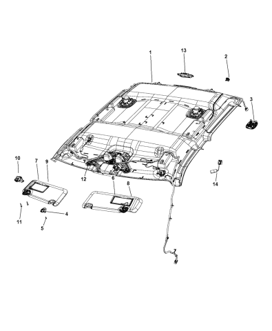 1VF25BD1AD - Genuine Mopar VISOR-ILLUMINATED