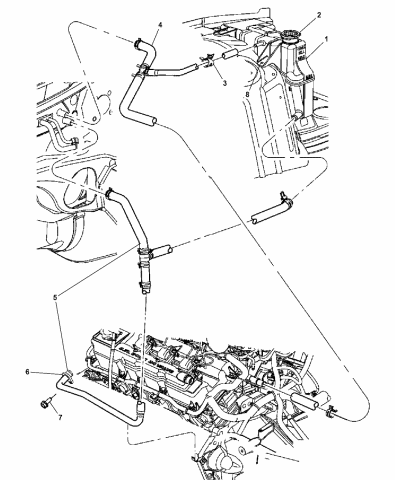 Coolant Recovery System Heater Plumbing - 2007 Dodge Magnum