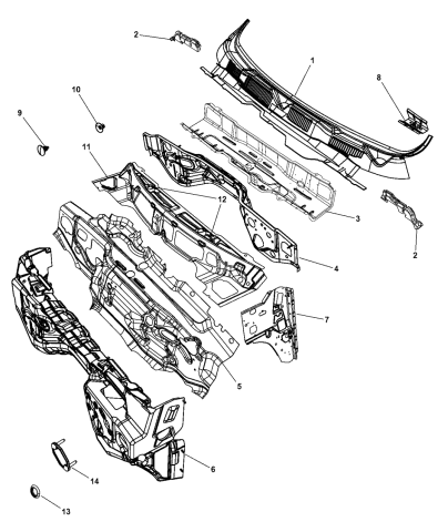 55112305AD - Genuine Mopar Panel-COWL Top