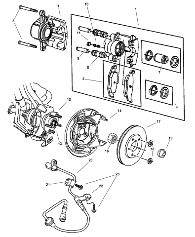 Brakes, Rear - 2002 Chrysler Sebring Sedan & Convertible
