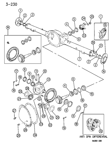 Axle, Rear, With Differential And Carrier - 1996 Dodge Ram 1500
