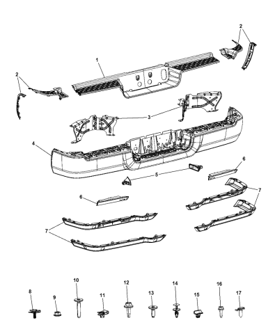 68377143AB - Genuine Mopar Rear Bumper
