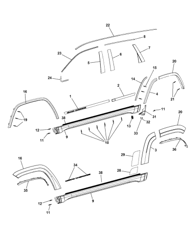 68067324AA - Genuine Mopar CLIP-MOLDING