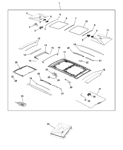 68278787AA - Genuine Mopar Guide-SUNROOF Glass