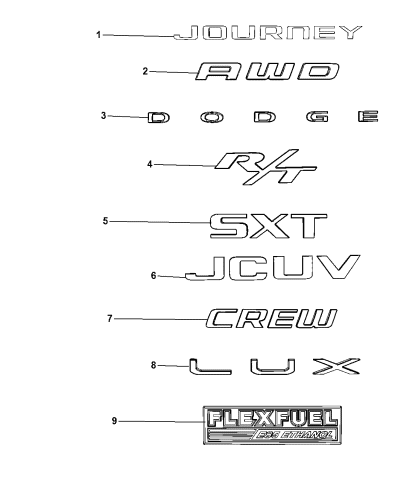 2012 Dodge Journey Nameplates - Emblem & Medallions