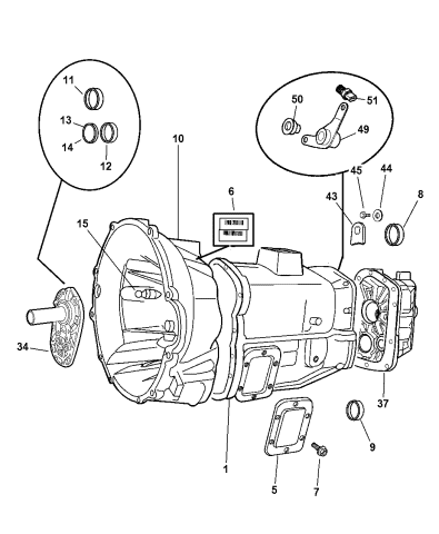Case & Related Parts of Manual Transmission - 2001 Dodge Ram 2500 Quad ...