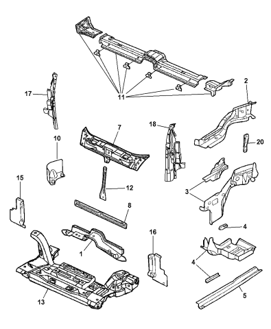 Frame, Front - 2002 Chrysler PT Cruiser