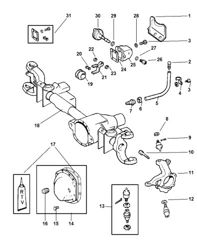 Front Axle Housing - 2000 Dodge Ram 1500 Quad & Club Cab