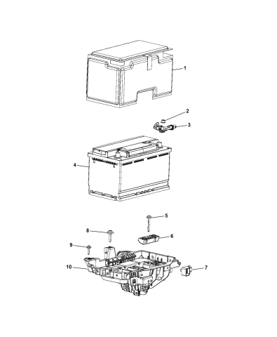 Battery, Tray, And Support - 2014 Jeep Cherokee